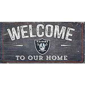 LA Auto Gear Oakland Raiders NFL Team Logo Garage Home Office Room Wood Sign with Hanging Rope - Welcome to Our Home