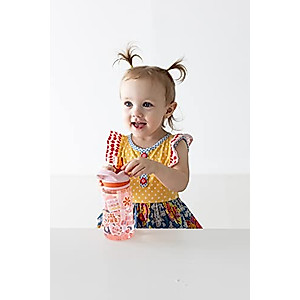 Pearhead Girl Power Kids Water Bottle for School, Spill Proof, Tritan Flip Straw 16oz, BPA Free and Dishwasher Safe, Travel and Sports Tumbler, School Supplies, Pink