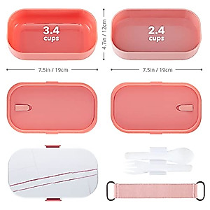 Caperci Modern Bento Lunch Box for Adult - 2 Layers Stackable Leak-proof Lunch Container for Adults & Older Kids, Original Sealing Strap, Built-in Divider & Utensil Set, Premium Materials (Pink)