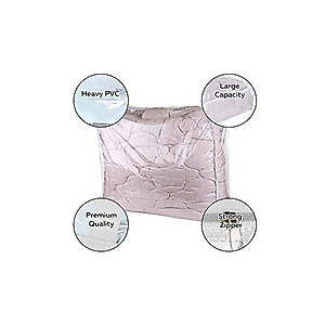 DiClavus Set of 2 Zippered Vinyl Storage Bag, 24x20x11 Inch, Clothes Bag Organizer, Space Saver PVC Comforter Clear Storage Bags for Blanket