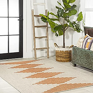 JONATHAN Y SMB204A-5 Vinales Diamond Stripe Indoor Outdoor Farmhouse Transitional Traditional Area Rug,High Traffic,Kitchen,Living Room,Backyard,Non Shedding,5 X 8,Beige/Terracotta