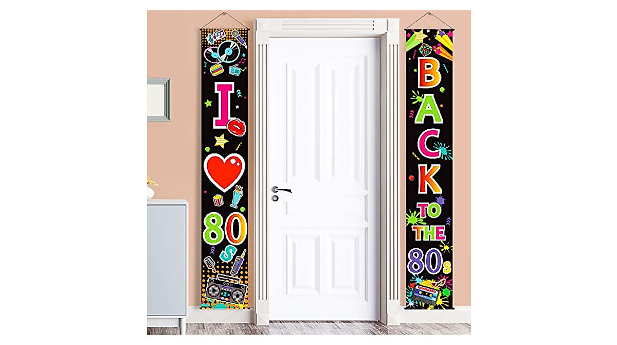 80s Party Decorations - Neon Banner Set for Retro Celebrations
