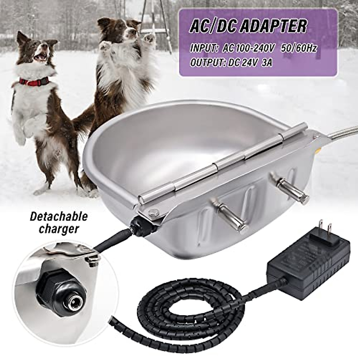 KHEARPSL Automatic Heated Waterer Heated Dog Bowl Pet Thermal-Bowl Livestock Water Trough Heated Water Bowl for Dog Horse Cattle Chicken Pig Goat (Waterer with Hose)