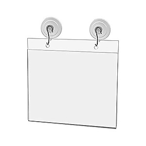 7” x 5” Window Holder Sign Pack of 2 with Suction Cups and Hanging Hooks Hours of Operation Horizontal Frame Ad Picture Notice Warning Party Advertisement Prices Signage By Marketing Holders