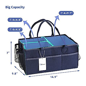 EIDANZ Newborn Baby Diaper Caddy Organiser Portable Felt Baby Wipes Nappy Caddy Toys Storage Bag Nursery Storage Bin Nappy Changing Organizer for Mom, Kids, Blue