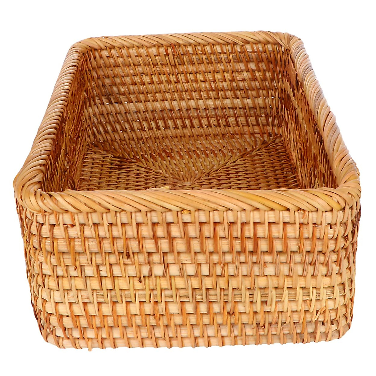Zerodeko Organizer Rectangular Storage Basket Seagrass Storage Baskets Woven Storage Baskets Rattan Storage Basket Rattan Organizer Bins Seagrass Organizers Storage Box Wicker Sundry 1pc