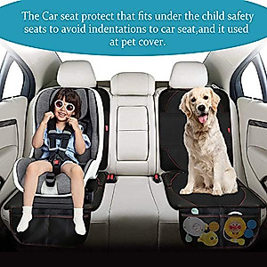 MORROLS Car Seat Protector, 2 Pack Carseat Protector with Thick Padding, Baby/Pets for Child Car Seat-Mesh Pockets-Waterproof-Universal Size(Black)