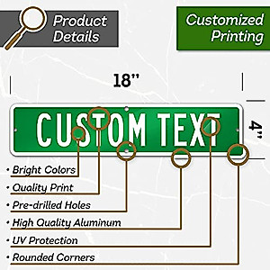 Street Sign, Custom Road Signs, 8 Colors, Single/Duplicate Sign Option, Reflective/Non Reflective, Screws Option, 4x18 Inch, Thick Rust-Free AlumaBond, (Classic) Made in USA By My Sign Center