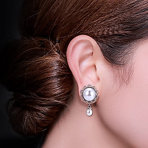 KUBOOZ Pearl Pendant Ear Piercing Jewelry Stainless Steel Tunnels and Plugs Ear Expander Reamer Guages 00g