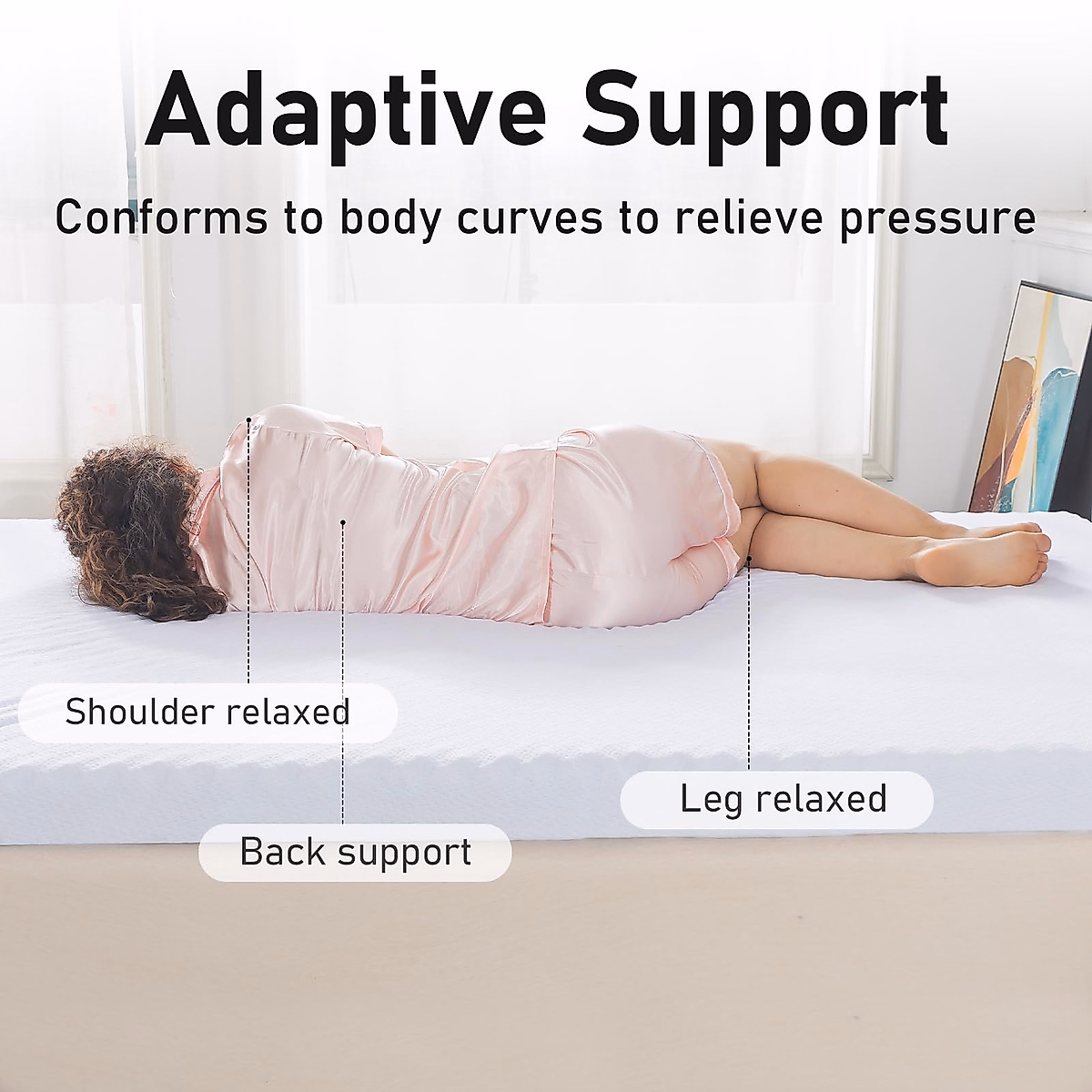 WhatsBedding 3 Inch Memory Foam Mattress Topper Queen Size with Soft Cover, Memory Foam Bed Topper with Removable & Washable Cover Rayon from Bamboo for Back Pain (80x60x3in)