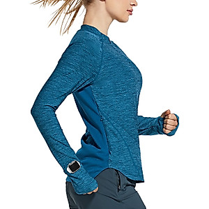 BALEAF Women's Quick Dry Shirts Long Sleeve for Running Hiking Workout UPF50+ SPF Lightweight Pullover Blue Size M