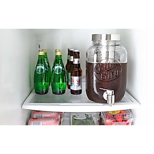 Kook 1 Gallon Mason Jar Drink Dispenser, Thick Glass Carafe, Stainless Steel Spigot and Mesh Filter, Premium Iced Coffee Maker, Cold Brew Pitcher & Tea Infuser