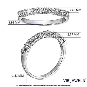 Vir Jewels 1/2 carat (ctw) Diamond Wedding Anniversary Band for Women, Round Diamond Engagement Ring 14K White Gold 10 Stones Prong Set 0.50 cttw I1-I2, Size 8.5