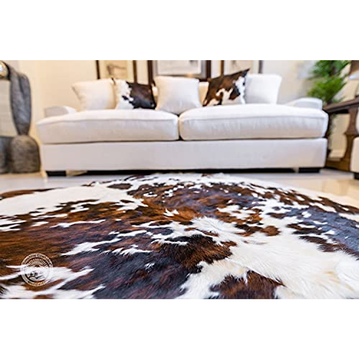 Genuine Tricolor Brindle Cowhide Rug XL Size 6 x 7-8 ft. 180 x 240 cm