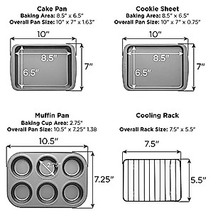 Ecolution EIOGY-1204 Toaster Oven Bakeware 4Piece Set | Nonstick Heavy Duty Carbon Steel,Gray