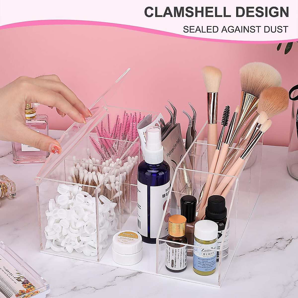 Noverlife Eyelash Beauty Organizer, Display Rack Organizer, Clear Makeup Organizer, Eyelash Extension Supplies Storage Display Box for Grafting Lash Extension, Home & Eyelash Salon - Transparent