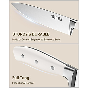 Knife Sets for Kitchen with Block 15-Piece, Otirilo Kitchen Knife Set High Carbon Stainless Steel Cooking Knife Set, Triple Riveted Forged Handle, Razor-Sharp Chef's Knife Set with Sharpener