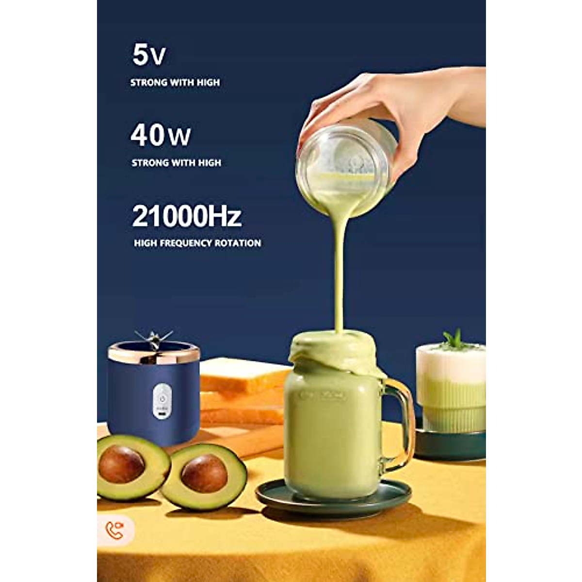 Paramexview Portable Blender for Juices & Smoothies | Fresh Juicer with 6 blades | USB rechargeable | 14oz Fusion Blender | BPA-free and eco-friendly material | Travel, Sport, and Home use | Comes with 1 Mixer, 1 Cup, 1 Sport Lid & 1 USB charger cable (Pi