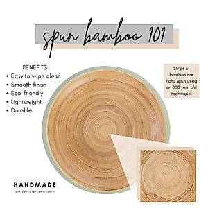 HABITAAS Fruit Bowl For Kitchen Counter, Decorative Bowl, Large Serving Bowl Or Fruit Basket For Kitchen Spun Bamboo (Sage)