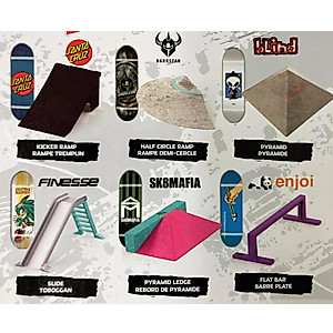Tech Deck Street Hits 2021 Series Sk8mafia Skateboards Wes Kremer House Stripes Green Complete Fingerboard and Pyramid Ledge Obstacle