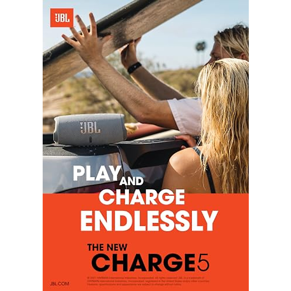 JBL CHARGE 5 - Portable Waterproof (IP67) Bluetooth Speaker with Powerbank USB Charge out, 20 hours playtime, JBL Partyboost (Blue)