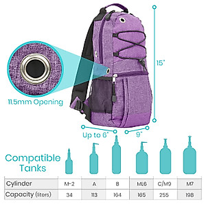 Vive Oxygen Tank Holder Bag - Portable Cylinder Backpack for Wheelchair & Walker - Adjustable Tank Carrying Accessories Bag for Shoulder, Rollator Walker, Scooter, Travel - Fits A, B, C, M2, ML6, M7