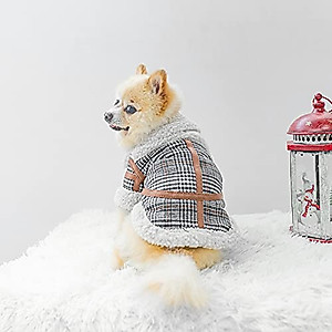 KOOLTAIL Plaid Dog Winter Coat - Soft Warm Dog Jacket Cold Weather Dog Clothes Pet Apparel for Small Medium Dogs, Black Small