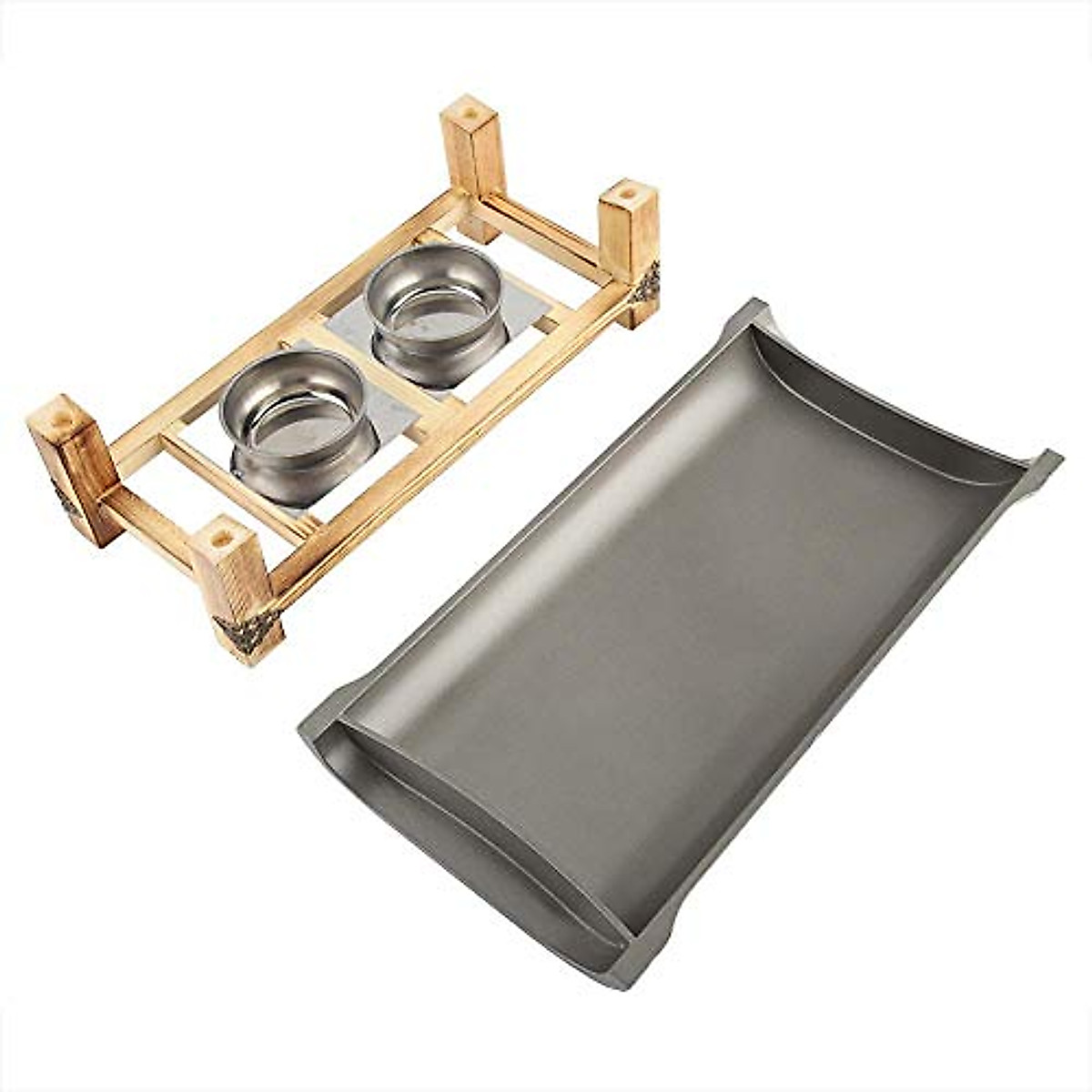 Non Stick Charcoal Grill Plate Barbecue Picnic Pan Cookware with Portable Stove BBQ Outdoor Picnic Camping, Patio Backyard Cooking Wood Material Quality Aluminum (S)