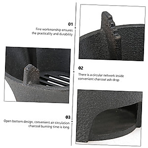 Yardwe 2 Pcs Grill Camping Barbecue Stove Compact Barbecue Tool Japanese Charcoal Korean Bbq Indoor Stove Mini Hibachi Iron Charcoal Fire Stove Round Iron Stove Heavy Combustion Furnace