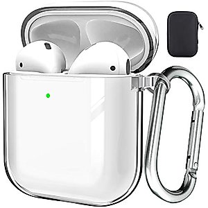 Valkit Compatible AirPod Case Cover, Clear Airpods Case with Keychain Soft TPU Protective Cover Shockproof Case for Girls Women Men Compatible with Apple AirPods Charging Case 2 & 1 - Transparent