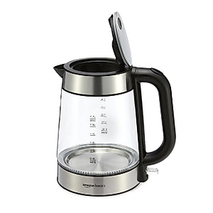 Amazon Basics Electric Glass and Steel Hot Tea Water Kettle, 1.7-Liter