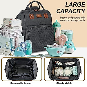 ROSEGIN Diaper Bag Backpack with Changing Pad, Pacifier Case - Grey Baby Bags for Girl Boy Newborn Unisex Infant Toddler - Baby Travel Bag for Mom Dad - Baby Shower, 30L Large Capacity