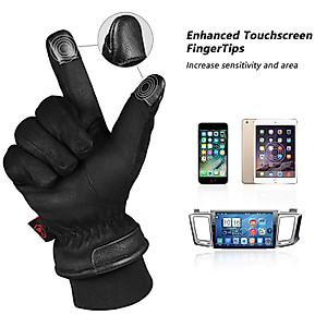 OZERO Winter Gloves Waterproof Thermal Touch Screen Elastic Cuff Windproof Insulated for Driving/Motorcycle/Snow Ski/Hiking/Hunting Warm for Men Dad (Large,Black)
