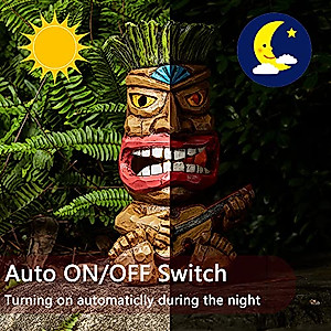 Yiosax Solar Lights Waterproof Outdoor Garden Decor- Easter Garden Guitar Tiki Statues for Patio Lawn Yard Decorations | Auto On/Off & Long Working Hours(10.43inch Tall)