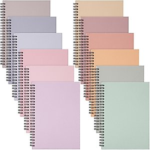 Fuutreo 12 Pcs Spiral Notebook for Work A5 8.3 x 5.7 Inch College Ruled Spiral Journal Notebook Kraft Cover Ruled Paper, 12 Color, 60 Sheets, 120 Pages for Office School(Macaron Color)