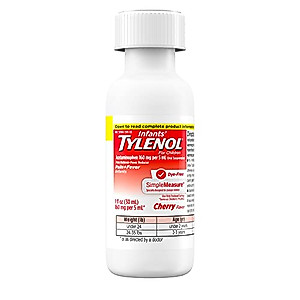 Infants' Tylenol Acetaminophen Medicine, Pain & Fever Relief, Dye-Free Cherry, 1 fl. oz