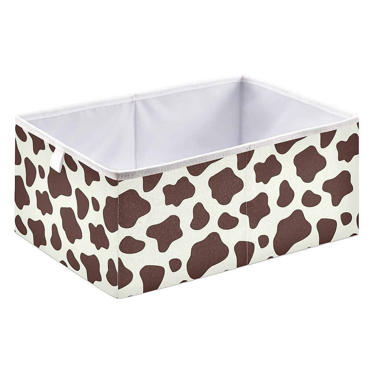 Brown White Cow Textures Storage Baskets for Shelves Foldable Collapsible Storage Box Bins with Fabric Bins Cube Toys Organizers for Pantry Bathroom Baby Cloth Nursery,11 x 11inch