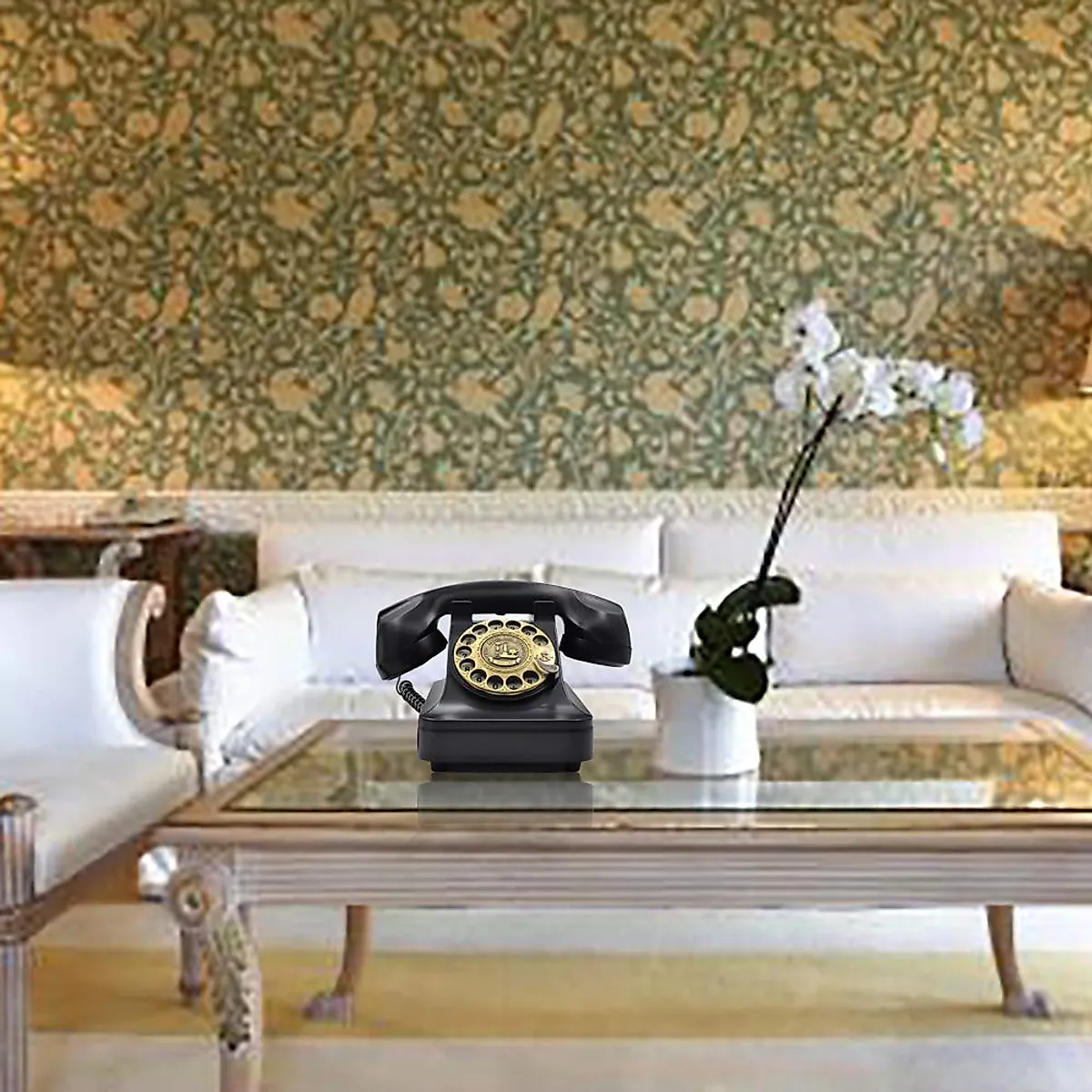 IRISVO Rotary Dial Telephone Retro Old Fashioned Landline Phones with Classic Metal Bell,Corded Phone with Speaker and Redial Function for Home and Decor(Classic Black)