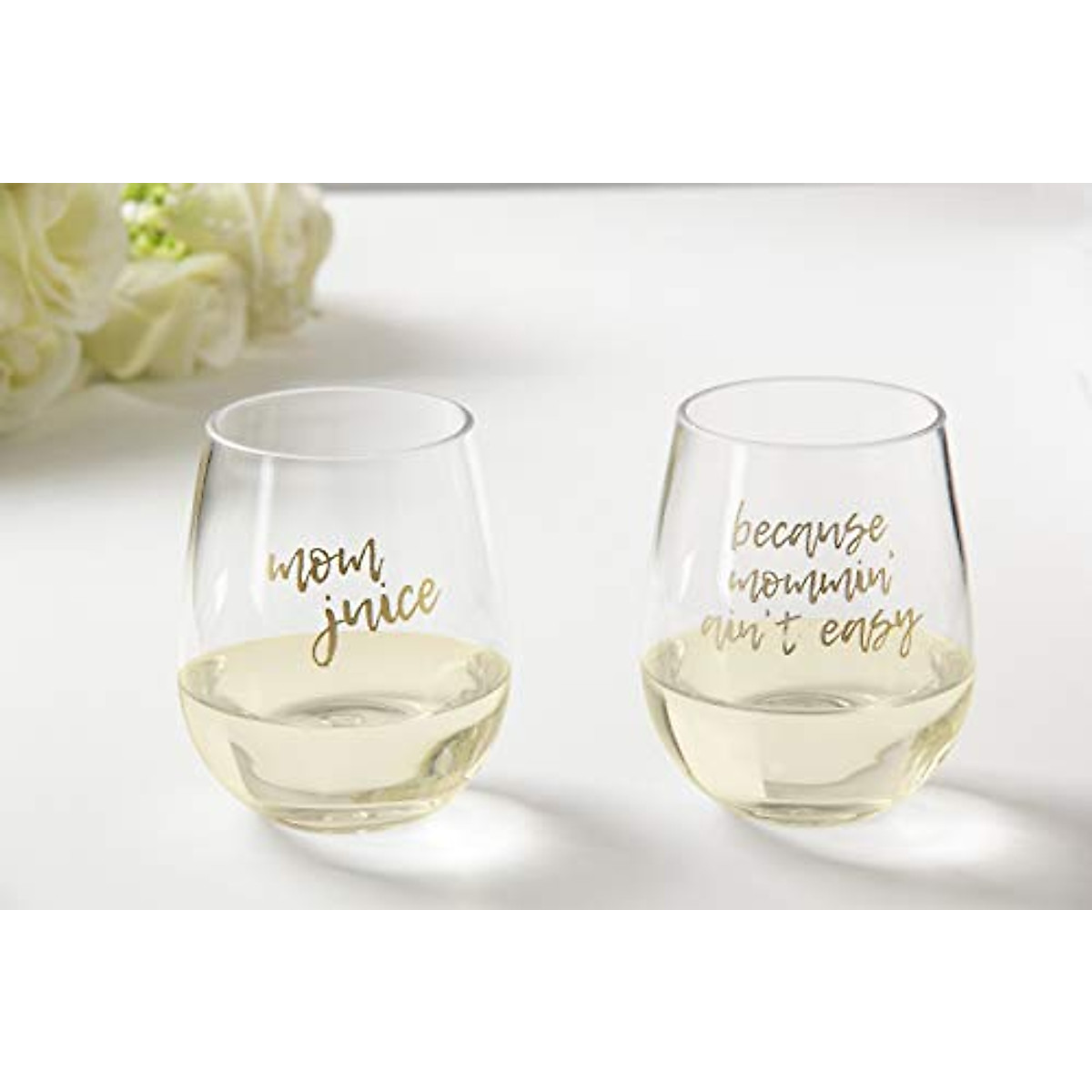 Mom Wine Glass - Mother's Day - Mom Juice, Because Mommin Ain’t Easy - Unbreakable Plastic Wine Glass - Mother’s Day Gifts - Gift for Mom to be - Cute Funny Wine Glass - New Mom Gift