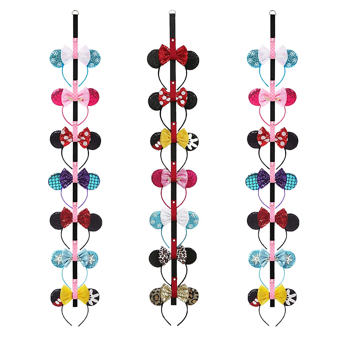 Fancheer 3Pcs Mouse Ears Headband Holder Hair Accessories Storage Headpiece Hanger Organizer Hanging Wall Display Decor