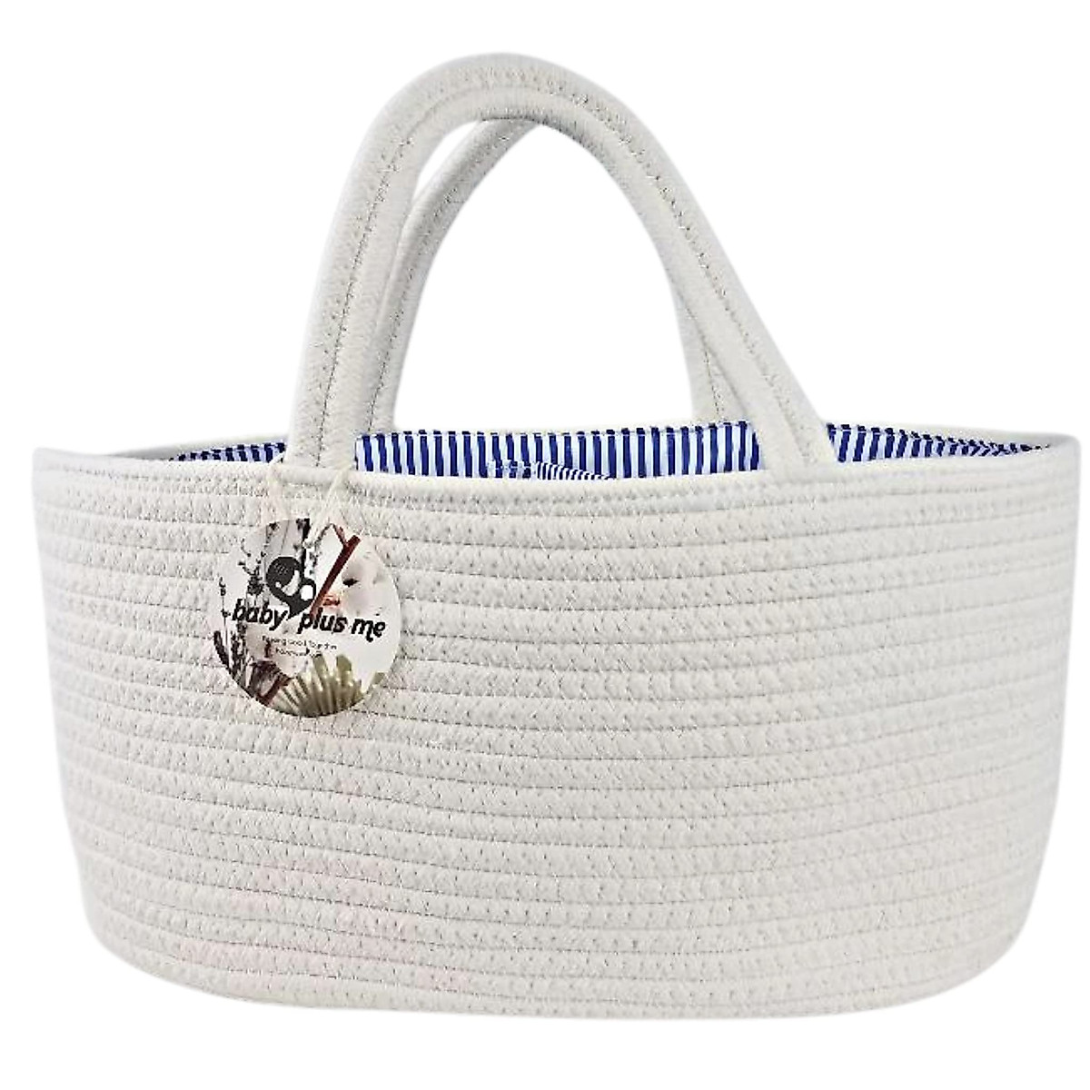 Baby Plus Me Diaper Caddy Organizer | Stylish Portable Nursery Basket with Removable Inserts | 100% Cotton Storage Bin for Changing Table | Easy to Use Snap On Buttons | Perfect Baby Gift (White)