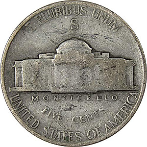 1943 S Jefferson Wartime Nickel AG About Good 35% Silver 5c US Coin Collectible