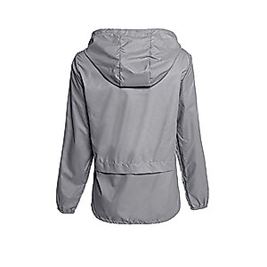 Avoogue Raincoat Women Lightweight Waterproof Rain Jackets Bike Jackets Packable Outdoor Hooded Windbreaker (Grey L)