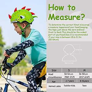 Kids Toddler Bike Helmet, Adjustable and Multi-Sport for Child Boys and Girls, 2 Sizes (Dinosaur, Small)