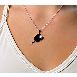 Hit Happy Sleek Pickleball Pendant Necklace (Black)