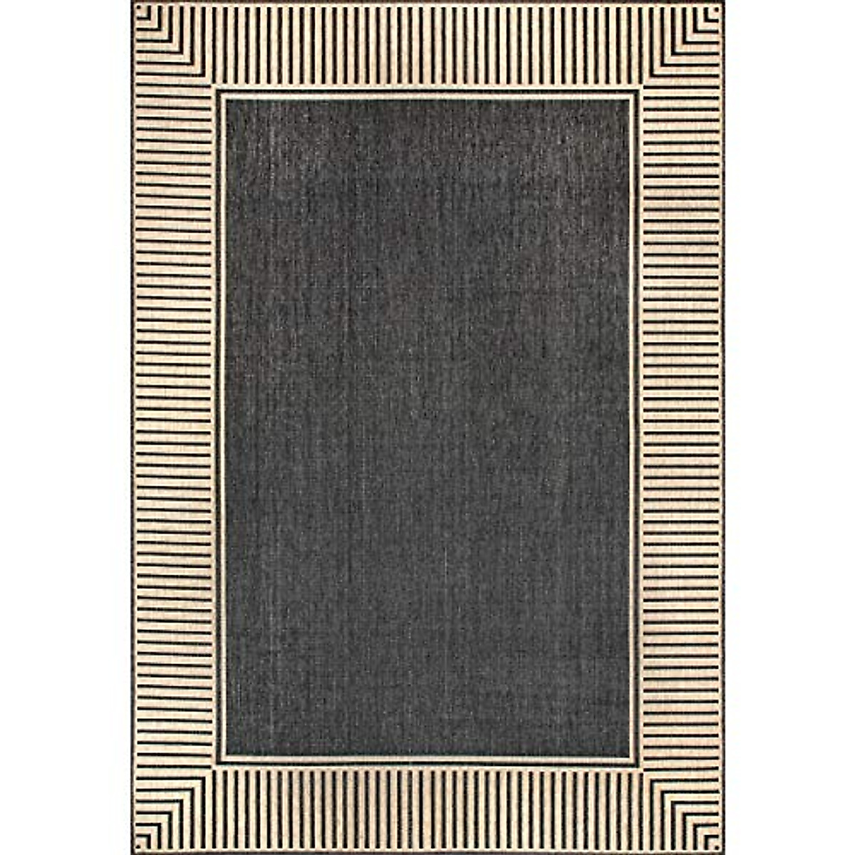 nuLOOM Asha Simple Border Indoor/Outdoor Area Rug, 6' 7" x 9', Dark Grey
