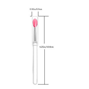 LORMAY Silicone Lip Brushes with Transparent Handles and Caps. Perfect Applicators for Cream Lip Mask, Eyeshadow, and Lipstick (4pcs, Multicolor)