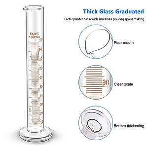 LTKJ 5PCS/Set Glass Measuring Cylinder Chemistry Lab Graduated Measure Tools 5ml/10ml/25ml/50ml/100ml