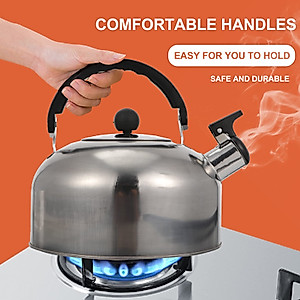 Lurrose Stainless Steel Teapot Tea Kettle Stovetop Classic Teapot Stainless Steel Teakettle Whistling Teapot with Cool Grip Handle for Stovetop 2QT Boiling Teapot