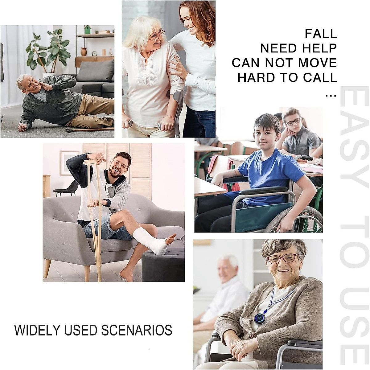 Caregiver Pager, Wireless Panic Buttons Elderly Monitoring Assistance Products for Seniors,Patients,Disabled,intercom for Elderly at Home,Shower Room, Student at Classroom Black